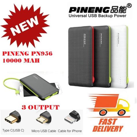Pineng Pn Mah Pn Mah Powerbank Dual Usb Port With Type Built In Cable Ios