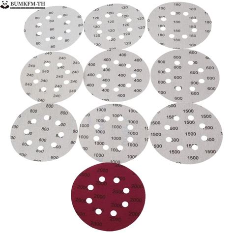 กระดาษทราย 125 มม 50 ชิ้น 80 ถึง 2000 กริต แผ่นกระดาษทรายตะขอห่วง Shopee Thailand