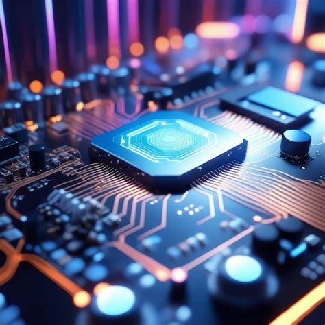 3d Render Of Electronic Circuit Board With Processor 3d Render Of Electronic Circuit Board With