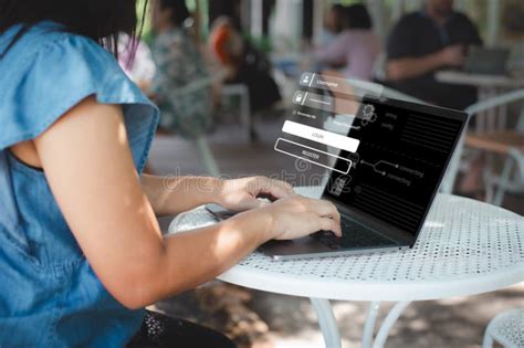Hand Typing On Keyboard Laptop To Login Register Username And Password Identity On Virtual