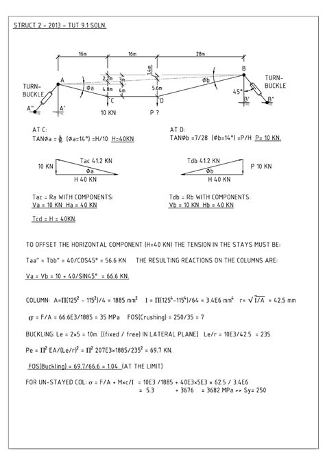 Tut 9 Soln Tutorial 10 Kn P Struct 2 2013 Tut 9 Soln 10 Kn 16m 16m 28m P 4m 3m A B C