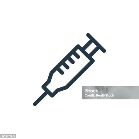 사출 벡터 아이콘입니다 주사 편집 가능한 스트로크 웹 및 모바일 앱 로고 인쇄 매체에 사용하기 위한 사출 선형 기호입니다 얇은 선 그림 벡터 격리 된 윤곽선 도면입니다 0