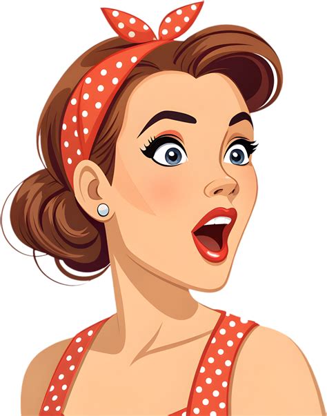 Pin Up Girl Icon Featuring Exaggerated Emotional Expression For Fun