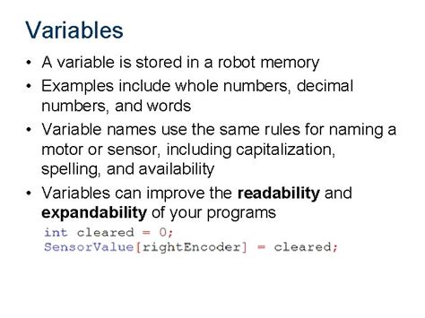 Variables And Functions Robotc Software Principles Of Engineering