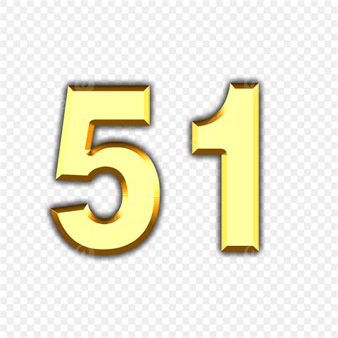 Number 51 Clipart Transparent Background Number 51 Golden Font Fiftyone Font Golden PNG