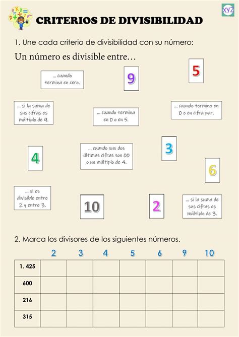 Hoja De Trabajo Sobre Las Reglas De Divisibilidad 50 Reglas De