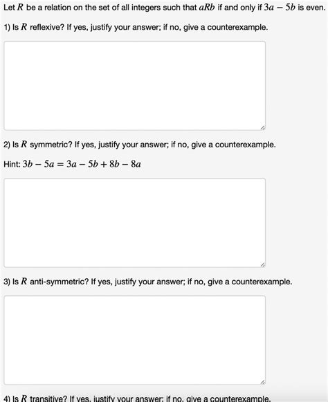 Solved Let R Be A Relation On The Set Of All Integers Such Chegg Com
