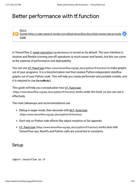 Better Performance With Tf Function Tensorflow Core Pdf Parameter Computer Programming