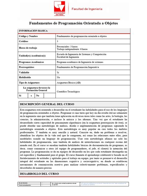 750015c Fundamentos De Programacion Orientada A Objetos Pdf