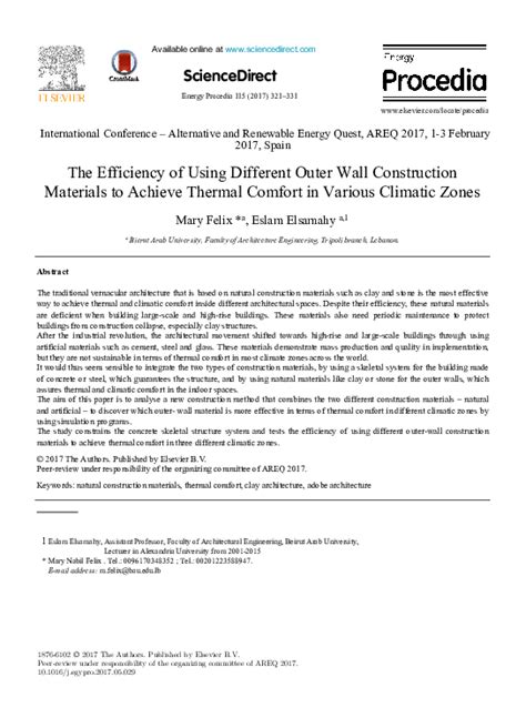 Pdf The Efficiency Of Using Different Outer Wall Construction