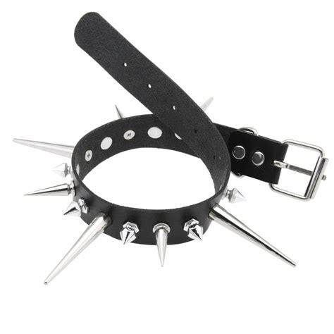 Goth Spike Choker Punk Leather Collar For Women Studded Necklace