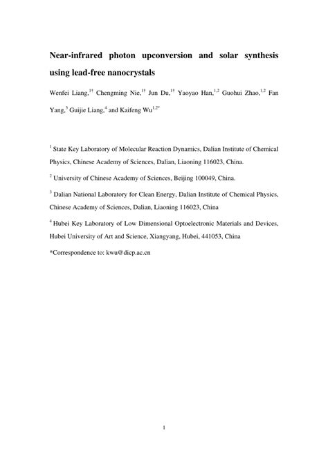 Pdf Near Infrared Photon Upconversion And Solar Synthesis Using Lead