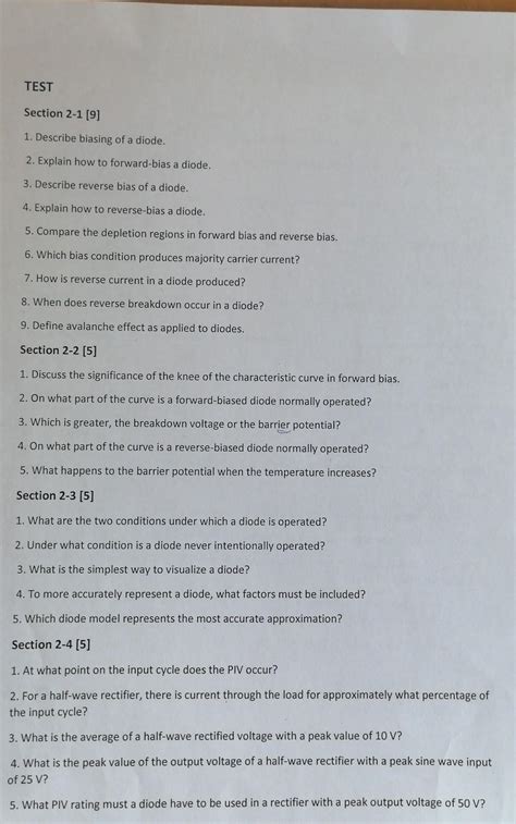 Solved Test Section 2 1 [9] 1 Describe Biasing Of A Diode