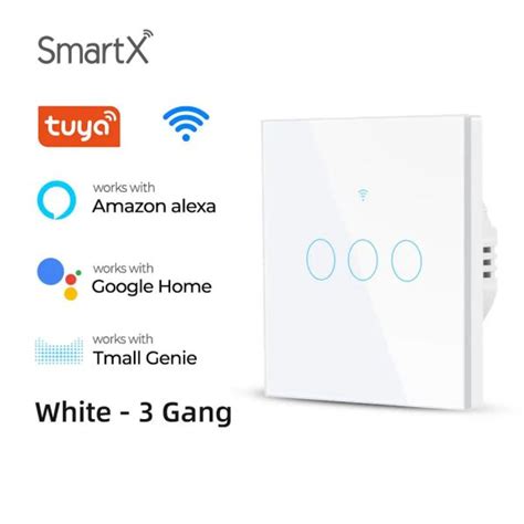 tuya wifi rf 3 gang smart touch switch white color smartx bd