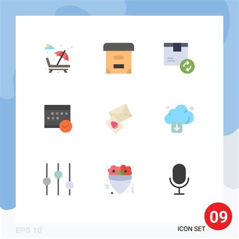 User Interface Pack Of 9 Basic Flat Colors Of Event Business Box
