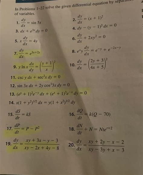 solved in problems 1 22 solve the given differential