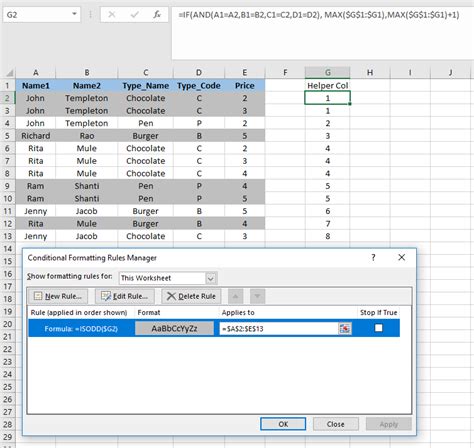 Conditional Formatting Alternate Rows And Matching Rows In Excel