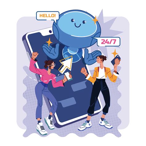 Two Girls Using Chatbot Technology Vector Art At Vecteezy