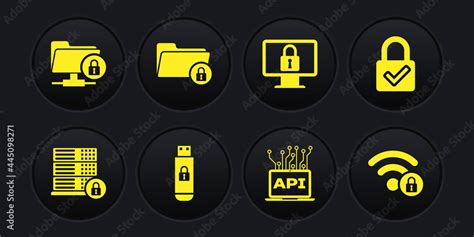 Set Server Security With Lock Lock And Check Mark Usb Flash Drive