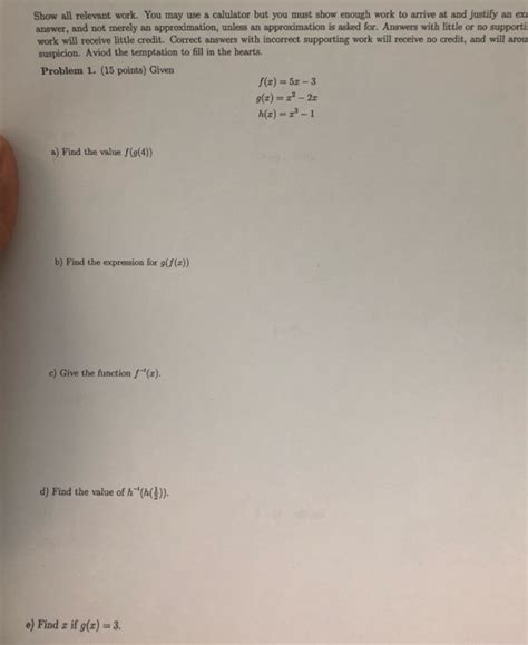 solved show all relevant work you may use a calulator but