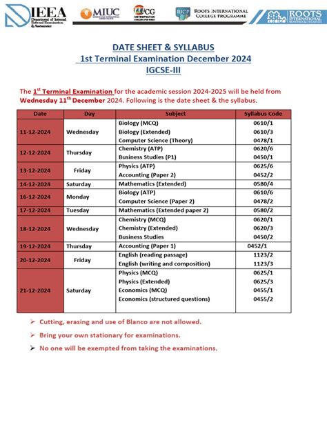 Final Syllabus And Date Sheet Igcse Iii 1stterm Exams Dec 2022 Pdf Metals Labour Economics