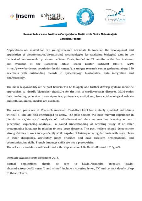 Post Doc Position Pdf