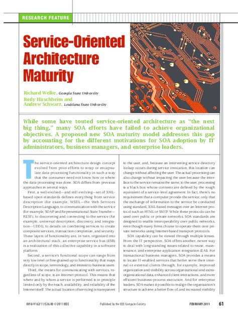 Pdf Service Oriented Architecture Maturity