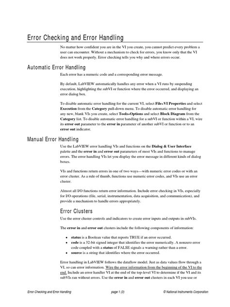 Labview Error Handling Pdf Pdf Error Detection And Correction