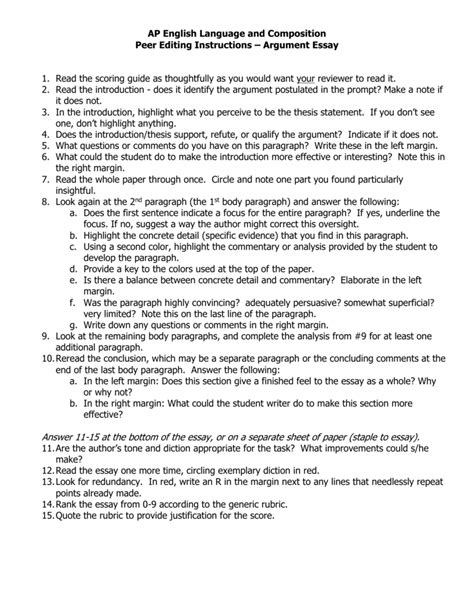 Ap Lang Argument Essay Template