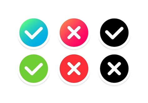 Premium Vector Tick And Cross Buttons Flat Colorful Cross And