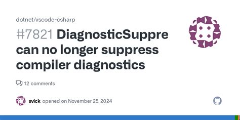 Diagnosticsuppressor Can No Longer Suppress Compiler Diagnostics Issue Dotnet Vscode
