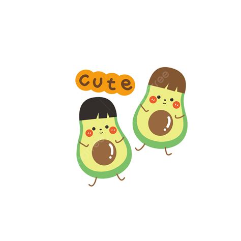 Hand Drawn Avocado Vector Png Images Hand Drawn Cartoon Cute Fruit