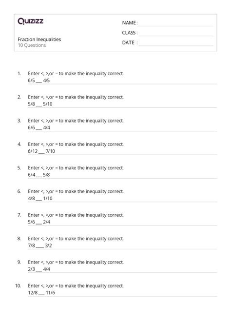 50 Inequalities Worksheets For 4th Class On Quizizz Free Worksheets Library
