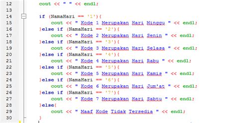 Program Menentukan Hari Menggunakan If Dan Switch Case Dan
