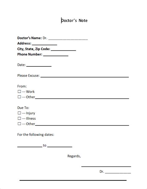 8 Doctors Note Templates Free Word Pdf Sample Formats