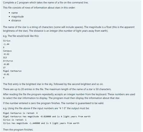 Solved Complete A C Program Which Takes The Name Of A File