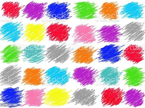 다채로운 파스텔 흰색 배경에 선 그리기 격리 낙서 디지털 아트 스케치 디자인 요소로 색 크레용 그림 크레파스에 대한 스톡 벡터 아트 및 기타 이미지 Istock