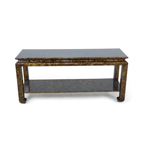 Faux Tortoise Shell Finished Console Table With Shelf Chairish