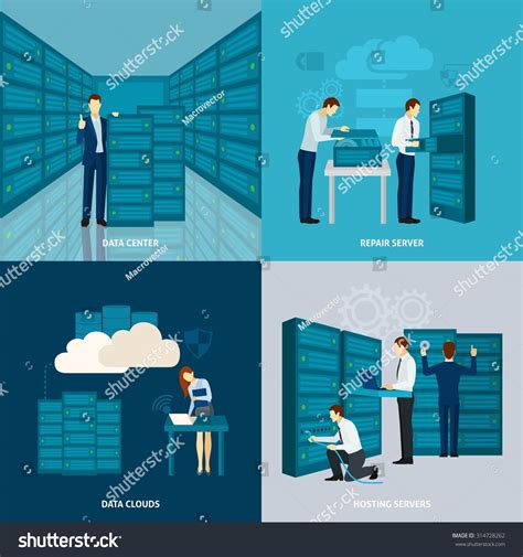 Data Center Design Concept Set Hosting Stock Vector Royalty Free 314728262
