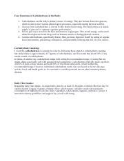 Carbohydrates Function And Recommended Range Docx Four Functions Of Carbohydrates In The Body
