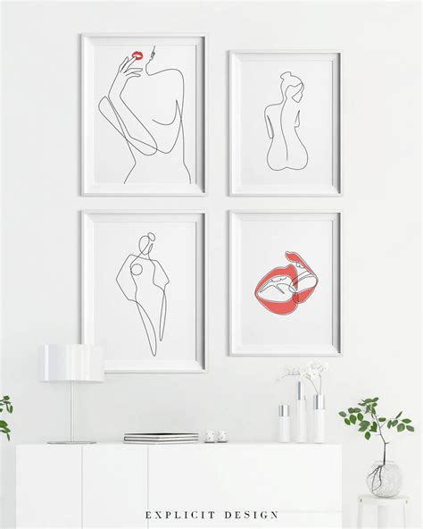 Abstract One Line Feminine Figure Printable Minimalist Nude Etsy