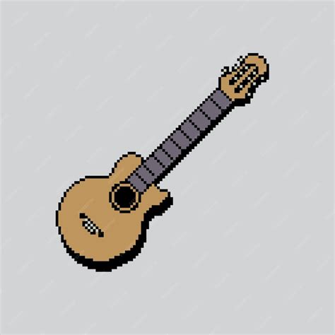 Premium Vector Pixel Art Illustration Guitar Pixelated Guitar Guitar