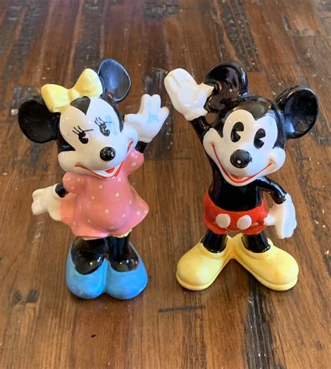 Vintage Ceramic Walt Disney Mickey And Minnie Mouse Figurines Japan 3