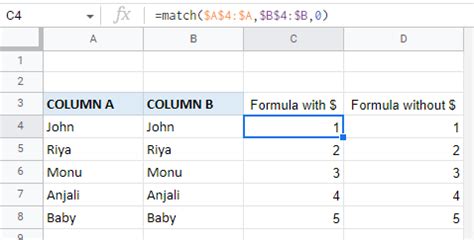 Google Sheets How Does Match Function Treat An Array Of Search Key As Input Stack Overflow