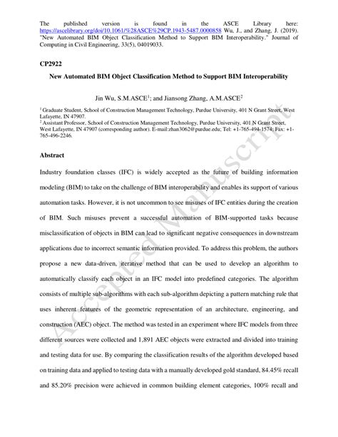 Pdf New Automated Bim Object Classification Method To Support Bim