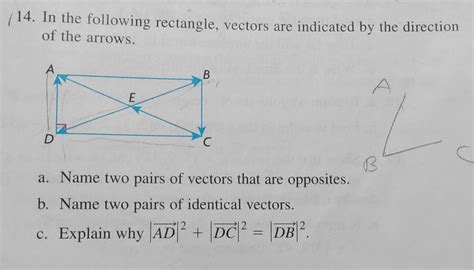Solved 14 In The Following Rectangle Vectors Are Indicated