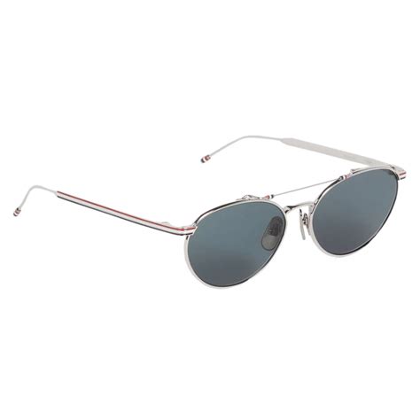 Thom Browne Silver Oval Aviator Sunglasses Thom Browne Eyewear
