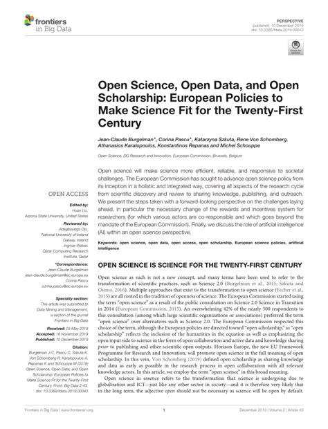 Pdf Open Science Open Data And Open Scholarship European Policies