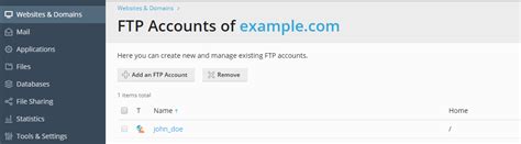 Adding Ftp Accounts Plesk Obsidian Documentation