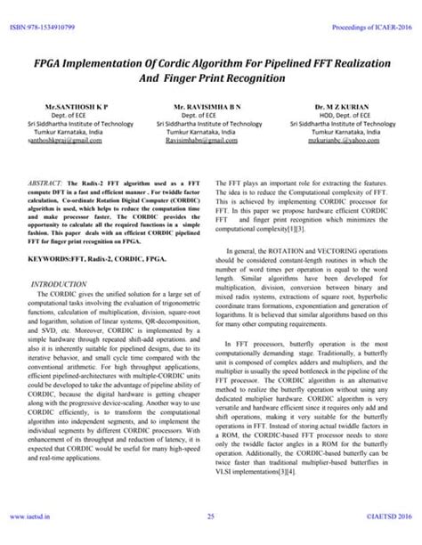 Iaetsd Fpga Implementation Of Cordic Algorithm For Pipelined Fft